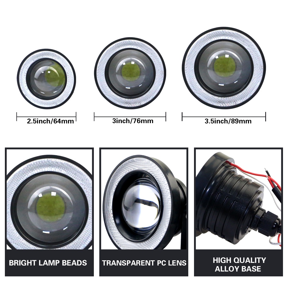 NGOUCIG 1 Piece Super Bright Colorful Angel Eyes LED Fog Light COB Car ...