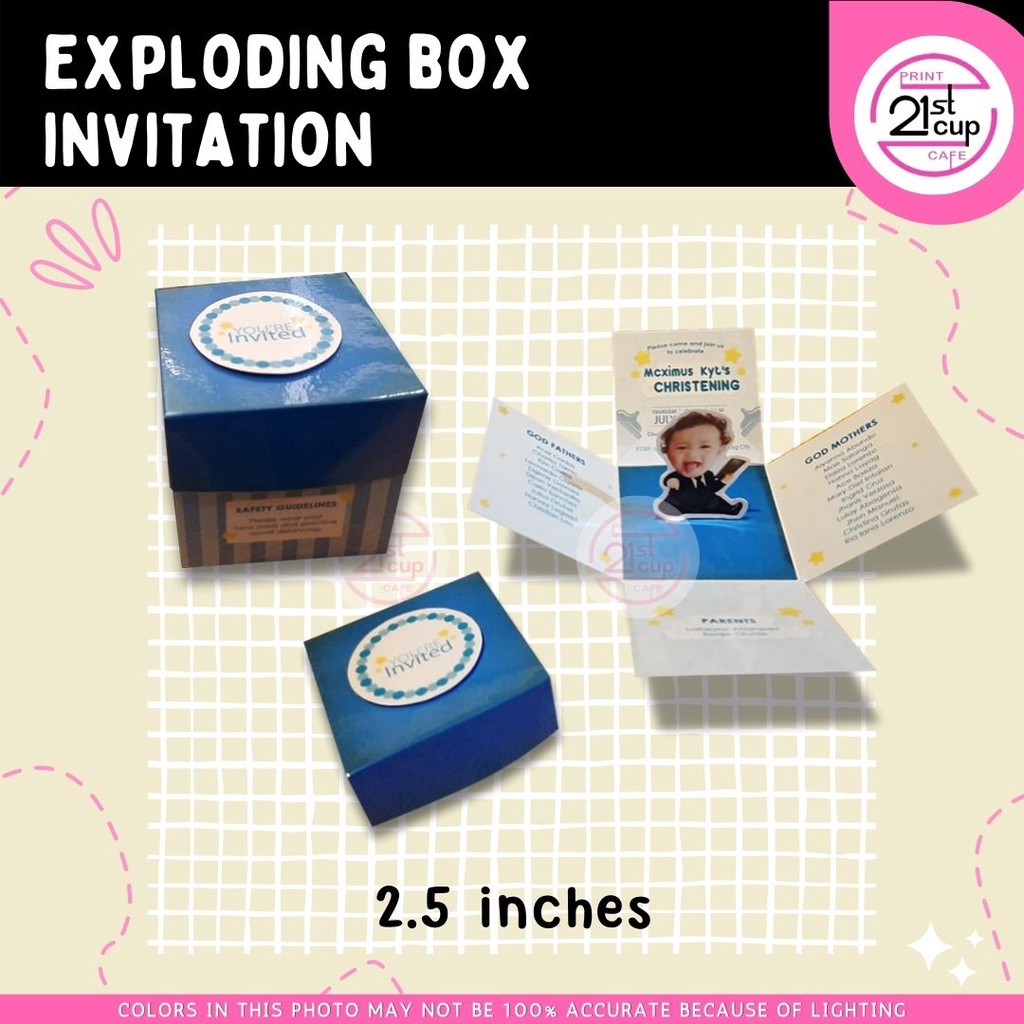 CUSTOMIZED EXPLODING BOX INVITATION - Birthday | Christening ...