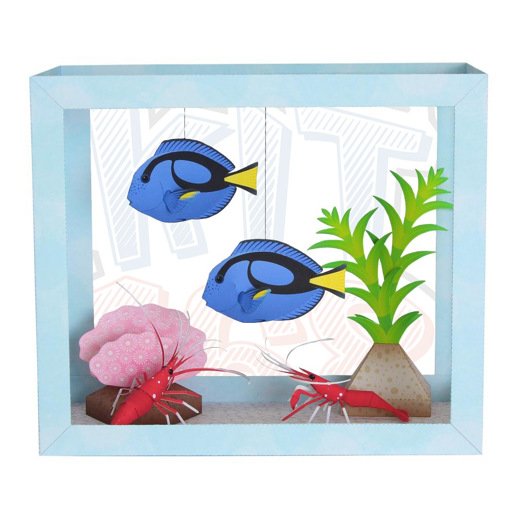 Paper Aquarium Paper Model (Blue Tang - Fire Shrimp) | Shopee Philippines