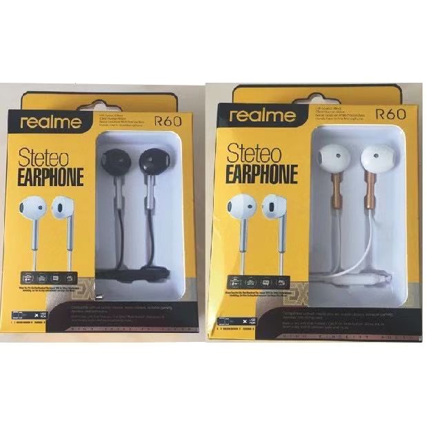 Realme R60 Earphones Universal Headset superbass high quality | Shopee ...