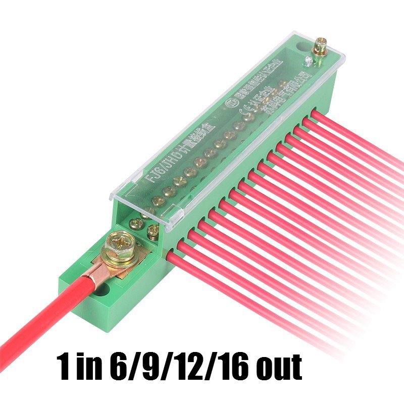 1PCS Connection Distribution Box 1-in 6/9/12/16-out Three phase Green ...