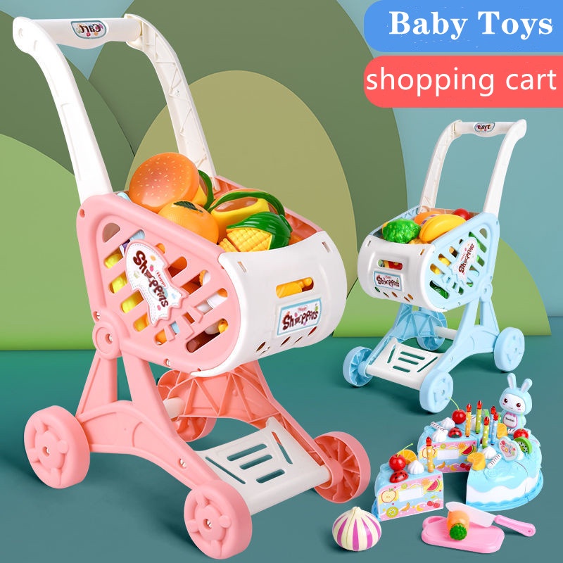 Baby Pretend Play Movable Grocery Shopping Cart Trolley Toy for Kid ...