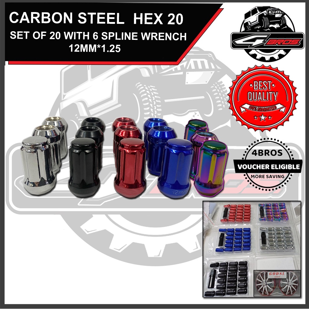 Carbon steel HEX 20 set of 20 with 6 spline wrench 12mm*1.25 (20pcs/set ...