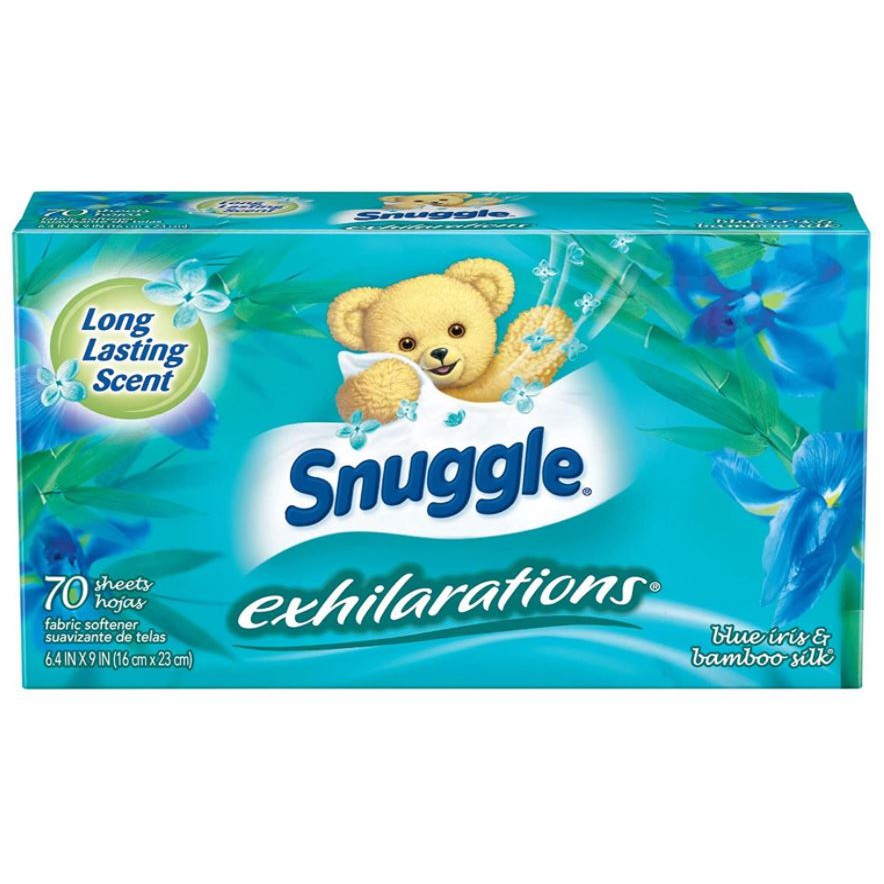 Snuggle 70-PC Blue Iris & Ocean Breeze Exhilarations Fabric Clothes Softener Dryer Sheets ...