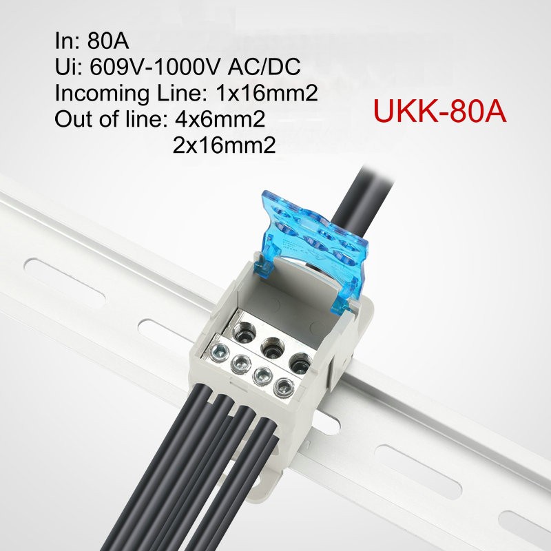 UKK80A Din Rail 1 in N Out Terminal Block Distribution Box Universal Power Junction Box ...