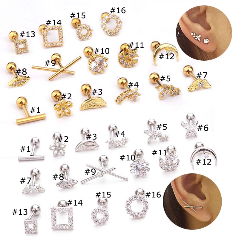 1piece 16G Stainless Steel Bar Upper Lobe Helix Pinna Piercing 6mm ...