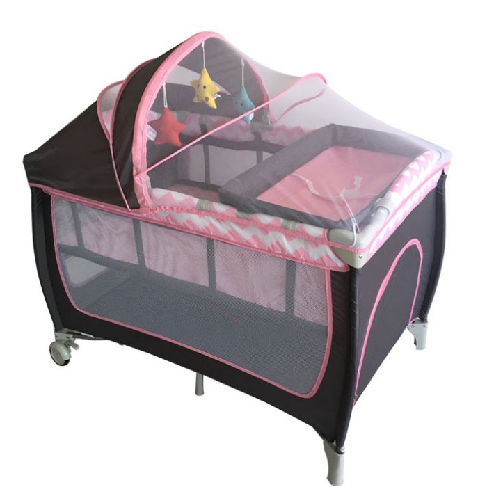 Foldable Baby Crib and Playpen 2 layer w/ diaper table mosquito net ...