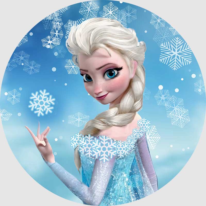 Round Design For Frozen Elsa Princess Backdrop for Children Girls Blue ...