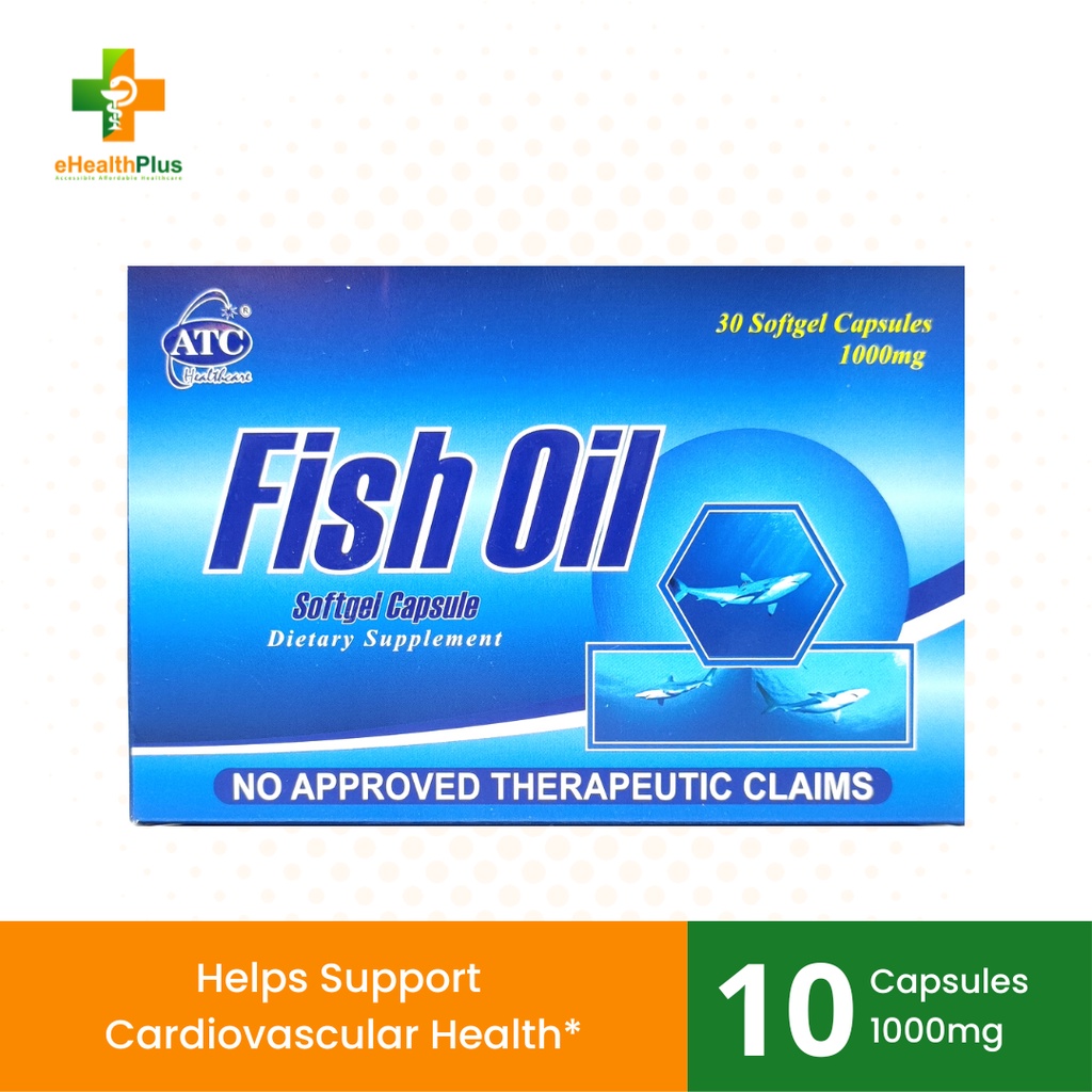 ATC Fish Oil with Vitamin E & Omega-3 1000mg (EPA & DHA) (10 Capsules ...