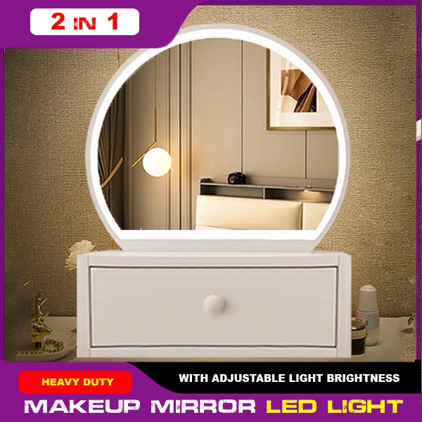 LED Mirror vanity Makeup mirror with light with storage Desktop ...