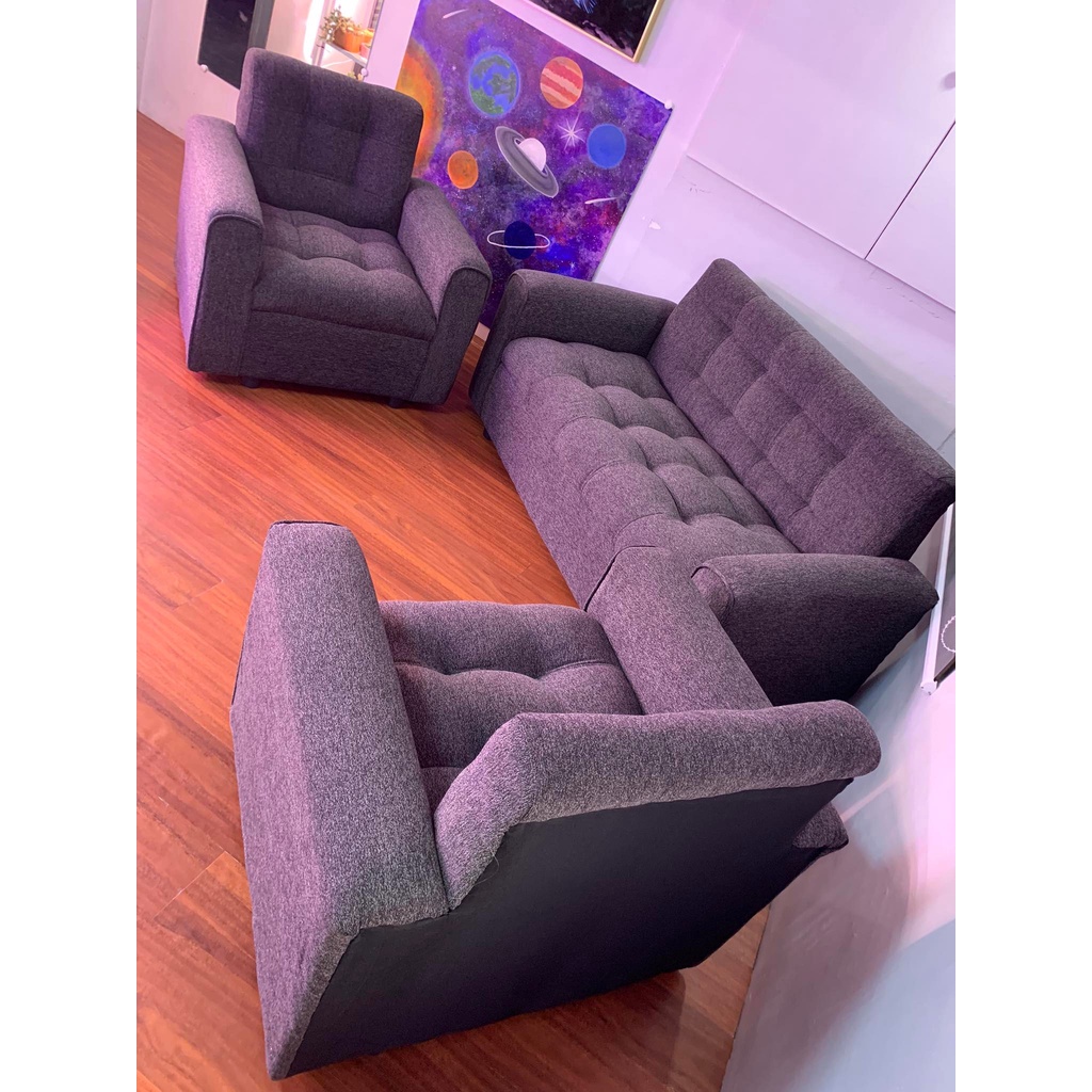 AMBASSADOR SOFA SET GRAY FABRIC | Shopee Philippines