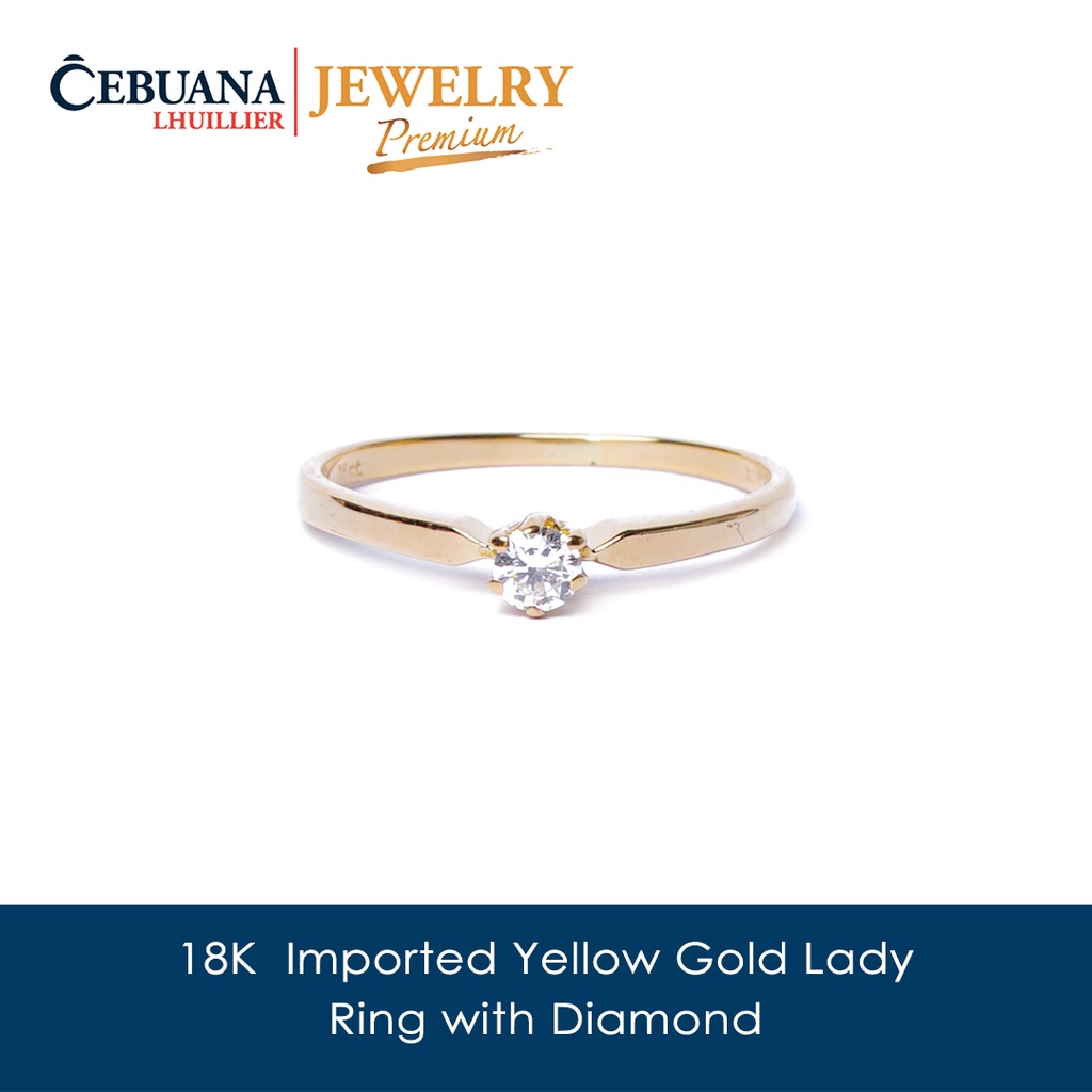 18K Imported Yellow Gold Lady Ring with Diamond | Shopee Philippines