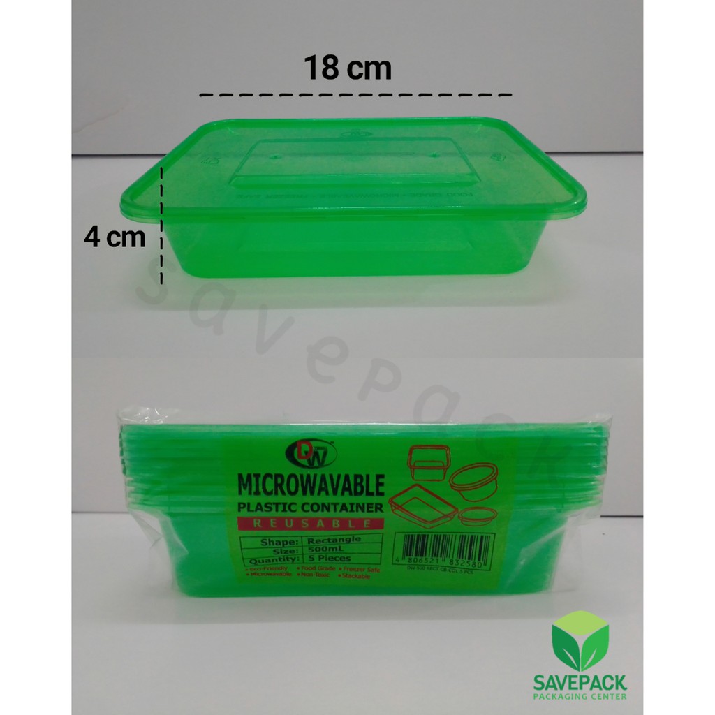 (5pcs) Colored Rectangle Microwavable Container 500ml | Shopee Philippines