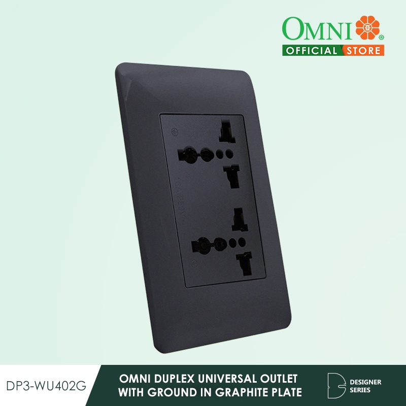 OMNI Duplex Universal Outlet With Ground in Graphite Plate - DP3-WU402G ...