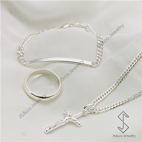 JS&CO jewelry 925 Silver 3in1 Cross Pendant Necklace Bracelet Ring ...