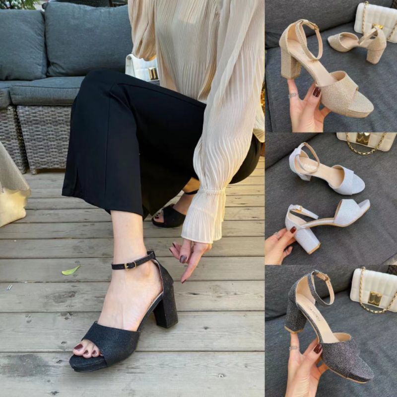 Dasen Korean style high heels sandals 3inch with glitters for women 901 2 Shopee Philippines