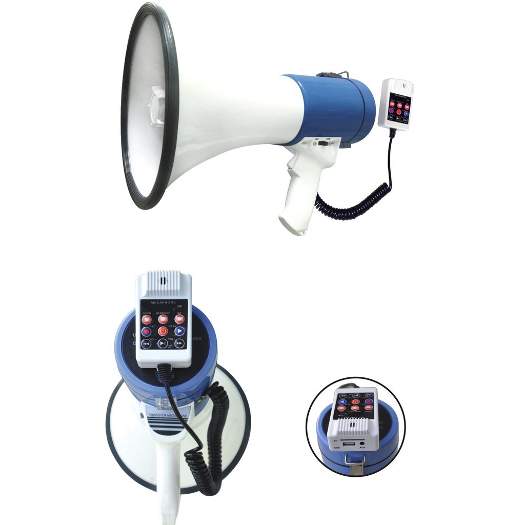 Megaphone 50W Rechargeable Portable Global’s MU-8R Talk, Siren, USB, SD ...