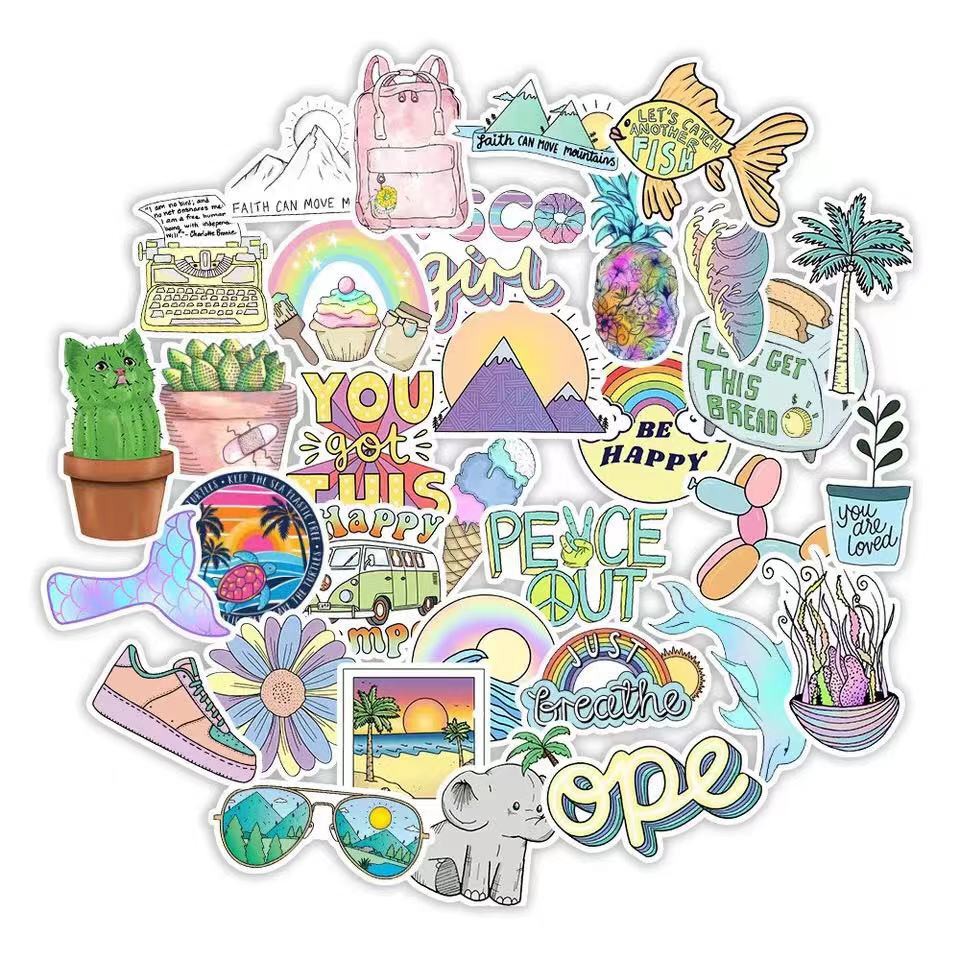 xs210-49 pcs VSCO Graffiti Sticker Computer Notebook Water Cup ...
