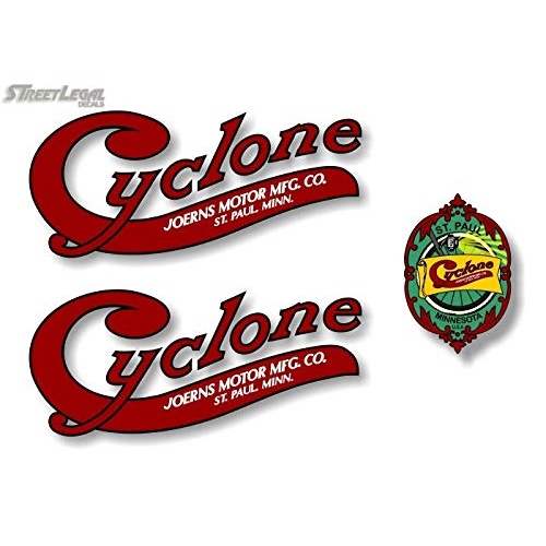 x2 Street Legal Decals Cyclone Motorcycle Decal Set Vintage Vinyl Gas ...