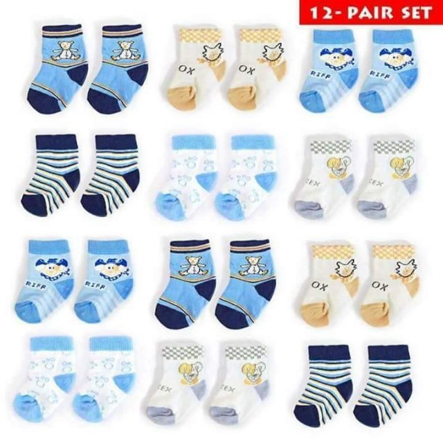 12 PAIRS Infant Baby Socks Set 0-12m | Shopee Philippines