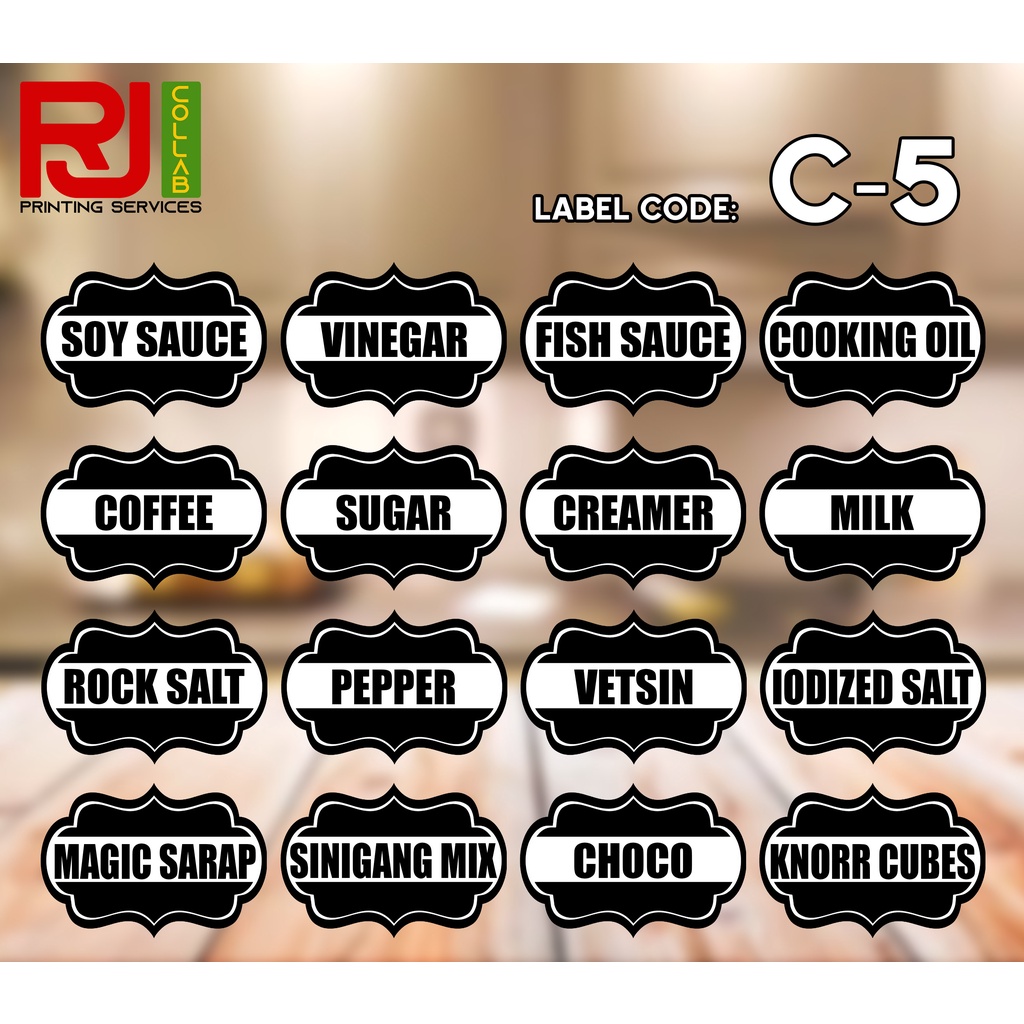 Condiments Sticker Label - 16 pcs - Waterproof (PLEASE READ PRODUCT ...