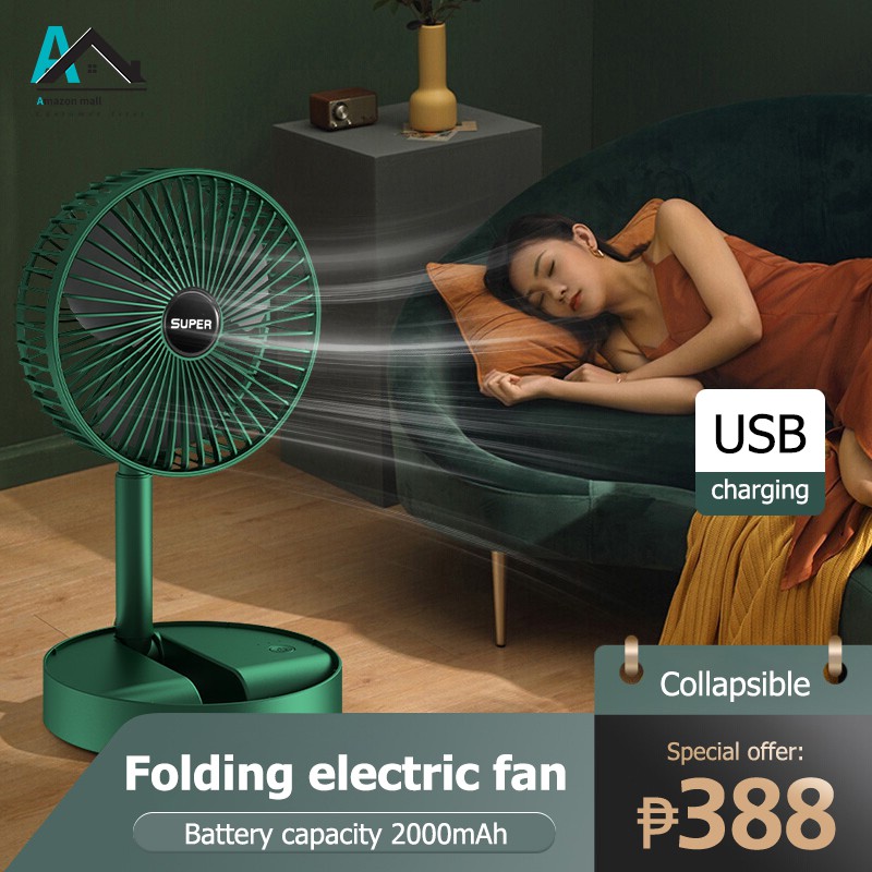 Desk Electric Fan Small folding fan with USB charging retractable 3 ...