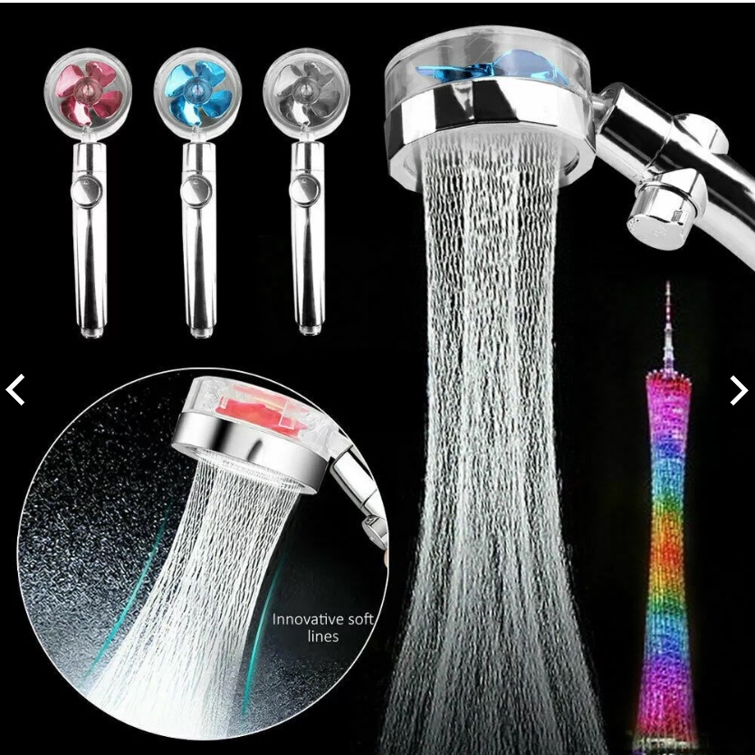 Shower Head Water Saving Flow 360 Degrees Rotating With Small Fan ABS ...