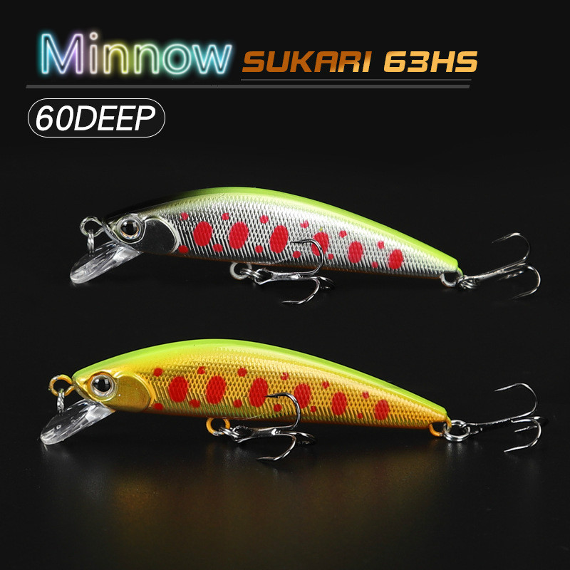 Deukio 63mm/8g Sinking Minnow Fishing Lure Plastic Wobbler Hard Bait Artificial Fake For River ...