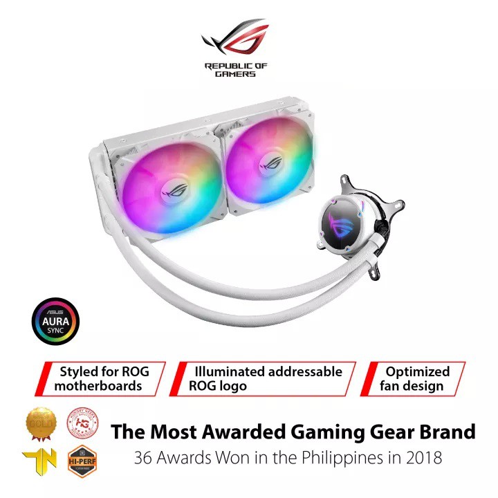 Asus Rog Strix Lc 240 Rgb White Aio Liquid Cpu Cooler Aura Sync ...
