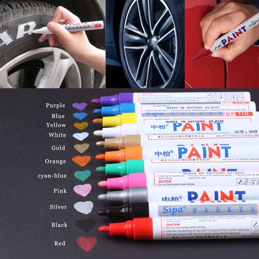 Wheel tire paint pen waterproof paint metal permanent marker black card ...