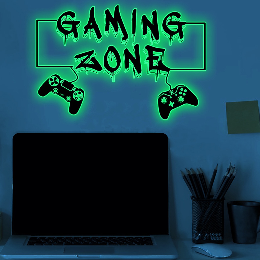 English Gamepad Luminous Wall Stickers Boy Room Computer Desk ...
