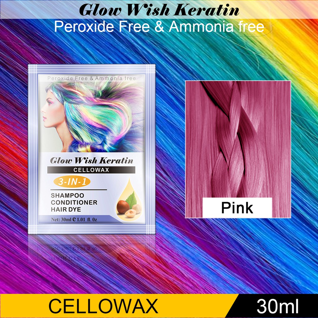 Glow Wish Keratin Cellowax 3IN1 Shampoo Conditioner Hair Dye 30ml Hair ...