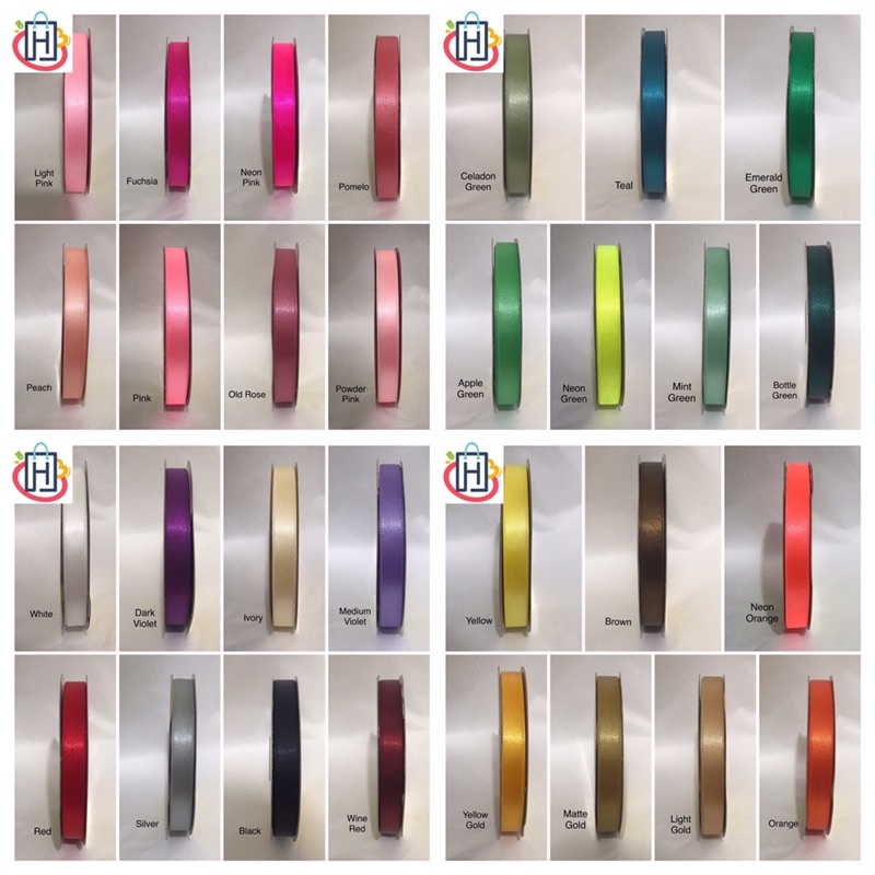 1/2 Inch Double Edge Satin Ribbon Pink|Fuchsia|Pomelo|Orange|Navy Blue ...