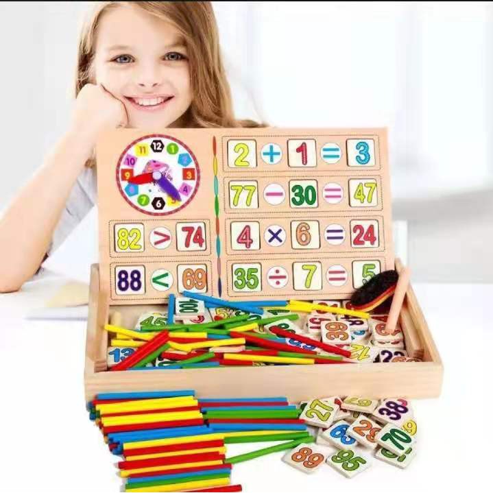 Wooden Toy Multifunctional Math Operation and Drawing Box Learning ...