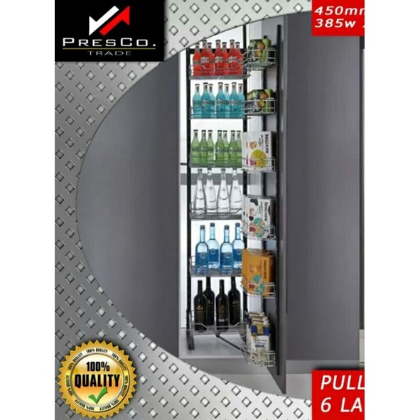 PRESCO TRADE STAINLESS STEEL SWING OUT PANTRY (GS05-02C) 6 LAYERS / 12 ...