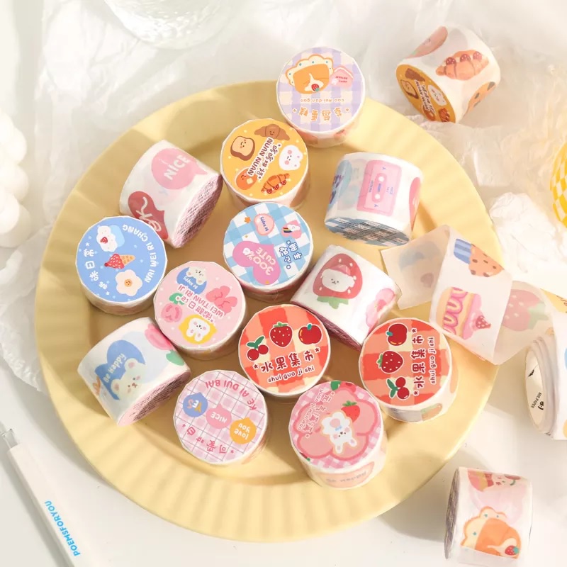 [JS] Cartoon Kawaii Wordart Flower Cute Die Cut Stickers Washi Tape ...