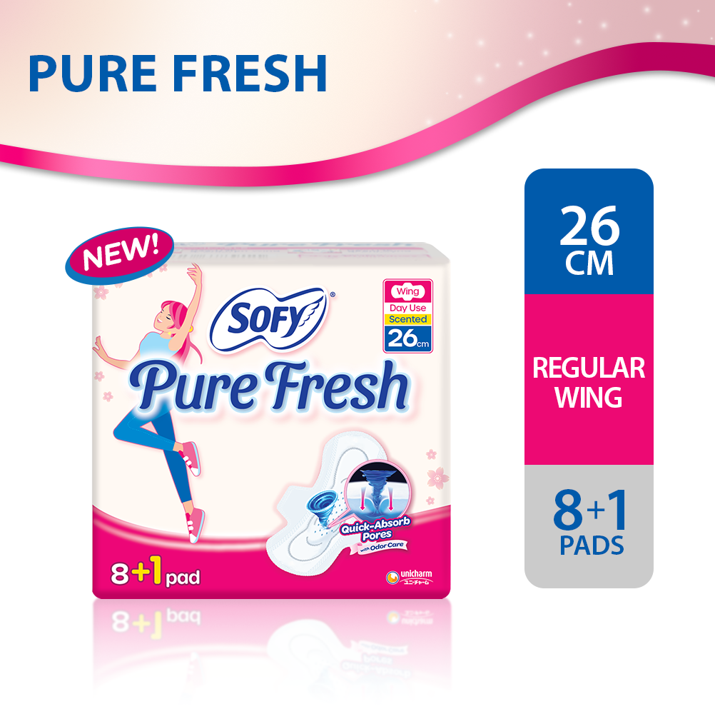 Sofy Pure Fresh Sanitary Napkin with Wings 26 cm (9 pads) | Shopee ...