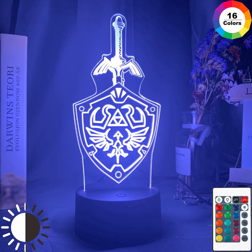 Game The Legend of Zelda Link's Sword and Shield Sign Led Night Light ...