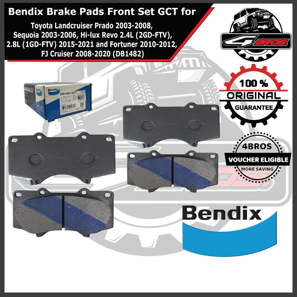 Bendix Brake Pads Front Set for Toyota Fortuner 2010-2012, 2016-2021 (DB1482) | Shopee Philippines