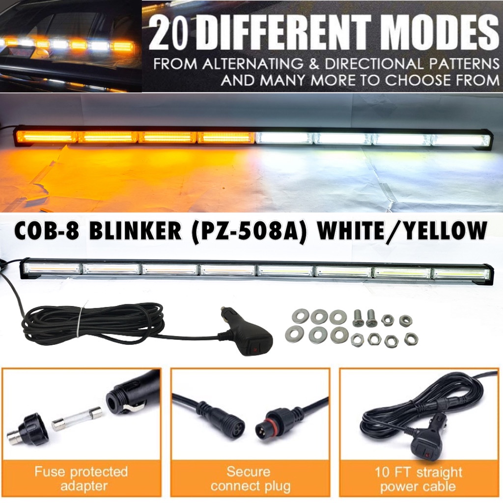 LD COB 8 LED 20 Mode Flashing Strobe Modes Emergency Warning Vehicle ...
