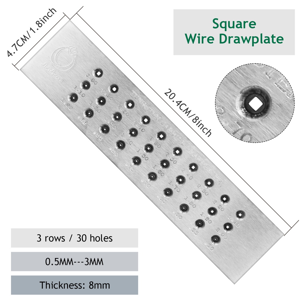 Tungsten Carbide Wire Drawplate Square/Half Round Shape 0.26-9.0mm 20/ ...