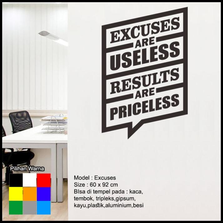 Motivational Excuses Wall Stickers Office Room Glass Door Decals Resto ...
