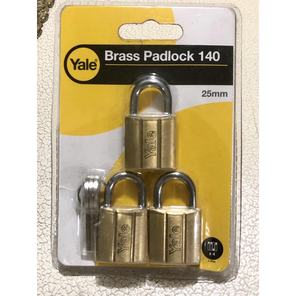 Yale Brass Padlock V140 Set of 3 (50mm, 40mm, 30mm and 25mm) | Shopee ...