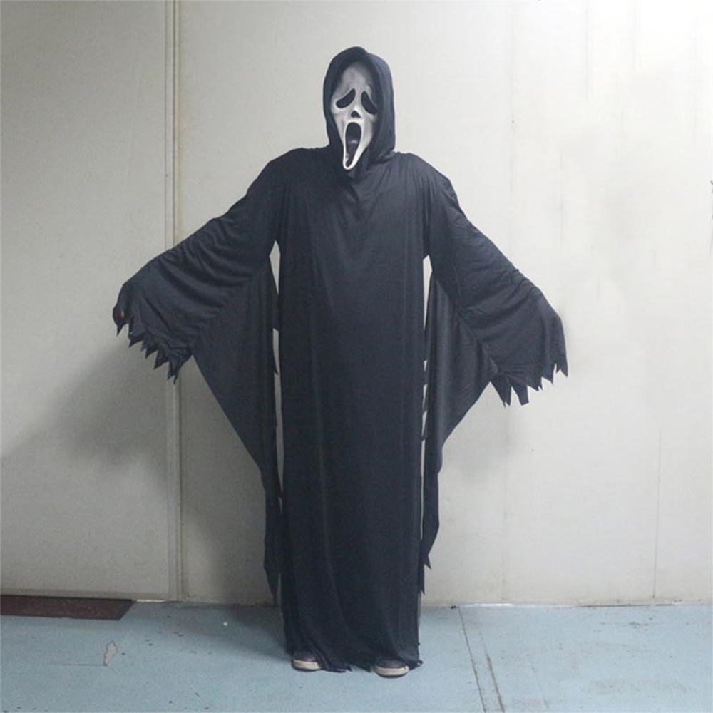 2022 Halloween Demon Ghosts Costume Man Women Adult Black Scream Death ...