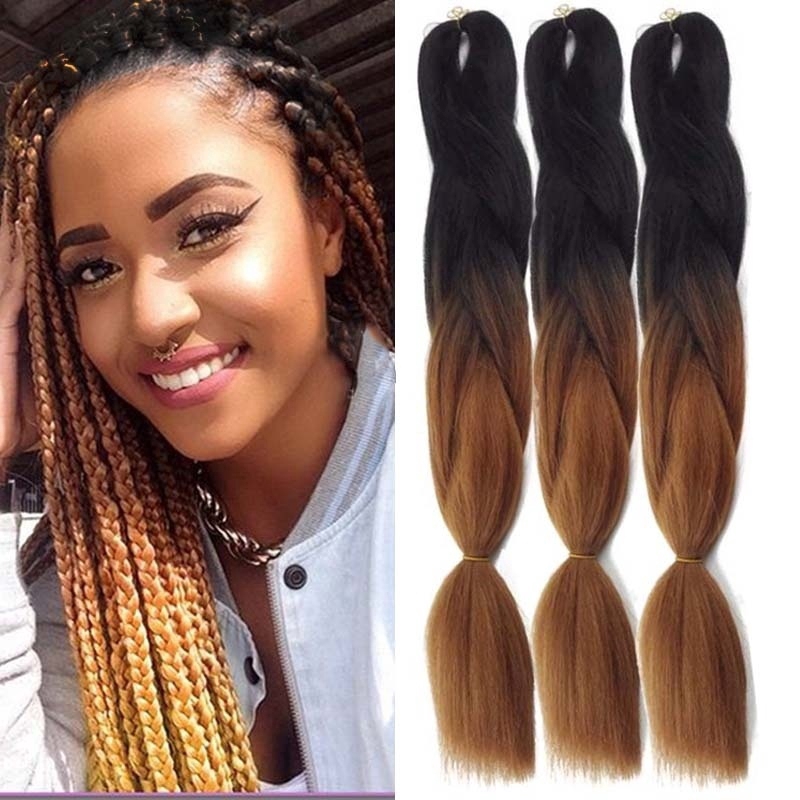 24" ombre braiding hair for box braids hair synthetic braiding hair ...