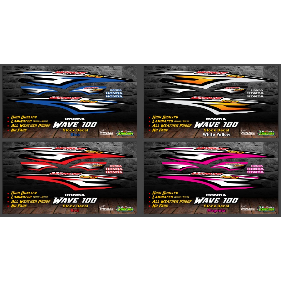 Honda Wave 100 Stock Decals / Stickers with freebies | Shopee Philippines