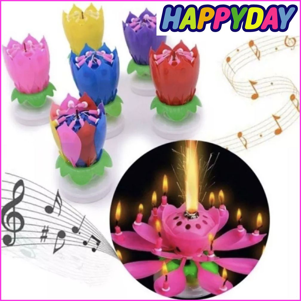 Music Flower Candle Rotating Lotus Birthday Song Music 1197xx | Shopee ...