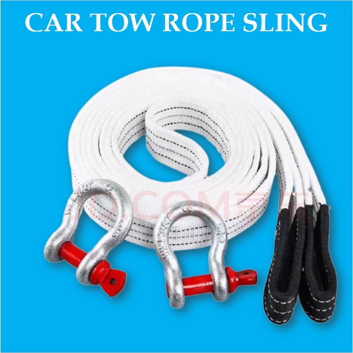 Car Tow Rope Sling 1- 5T 4 Meters W/ Shackle Emergency Recovery Car Tow ...