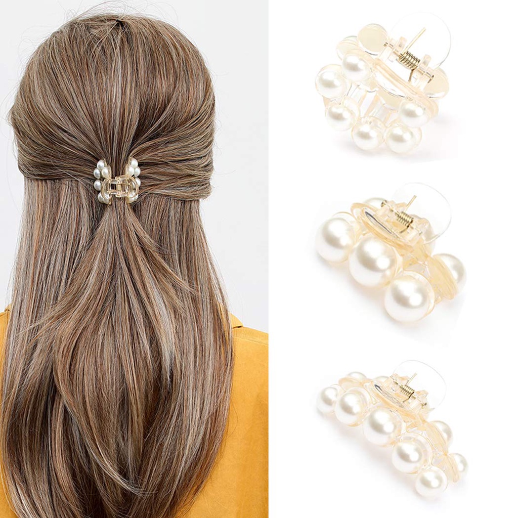 Hair Claw Clamps Champagne Pearl Hair Barrettes Medium Small Non Slip ...