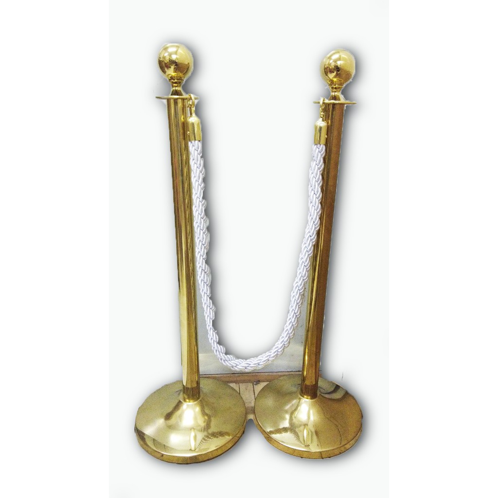 REDQ Ball Design Stanchion Post (Gold/Silver Post) with 1 Twisted Rope ...